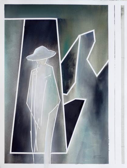 Abstract war figure paintings - A Soldier's return