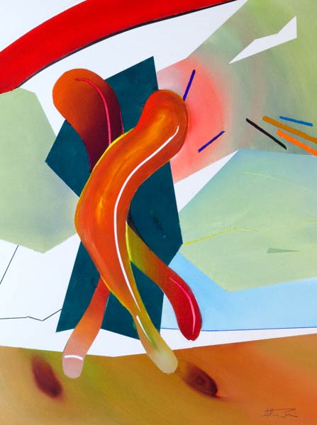 Exciting abstract figure art with vibrant powerful feeling. For Sale